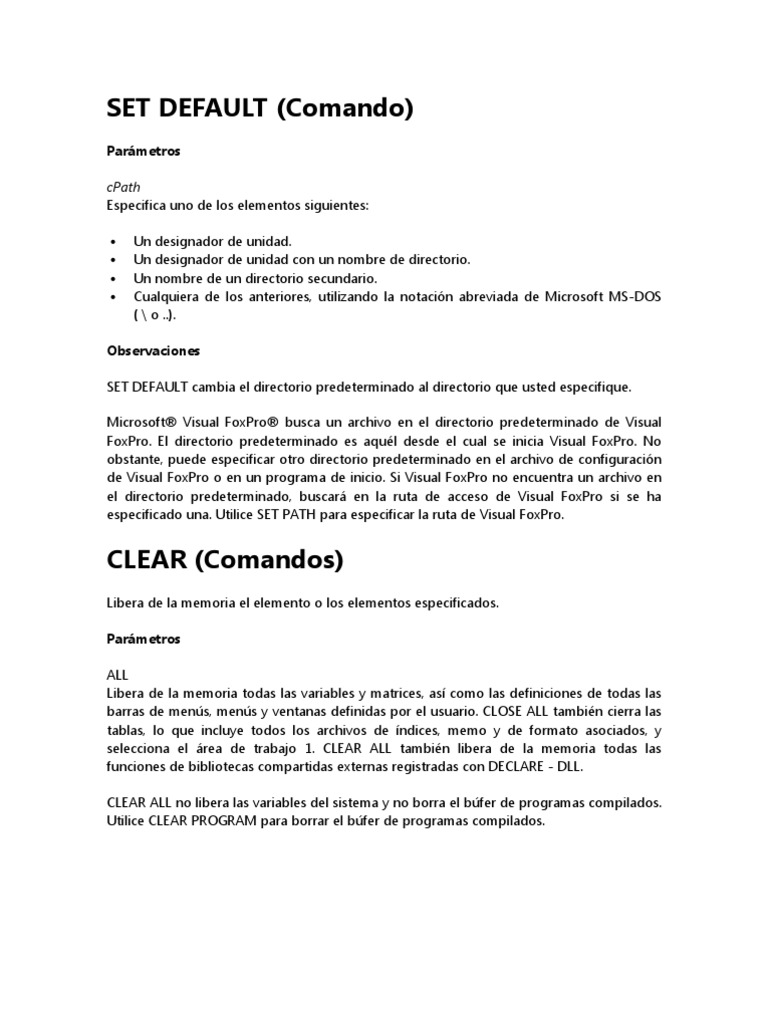 Comandos de Visual Fox Pro | PDF | Archivo de computadora | Programa de computadora