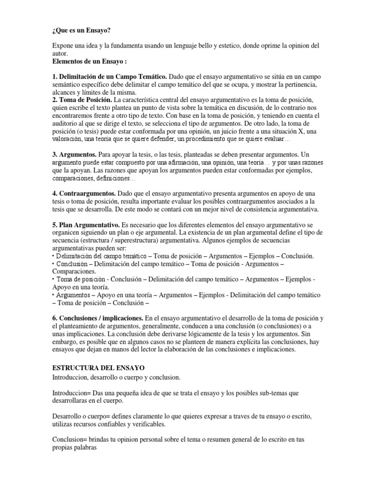 Elementos y Estructura de Un Ensayo | Ensayos | Certeza