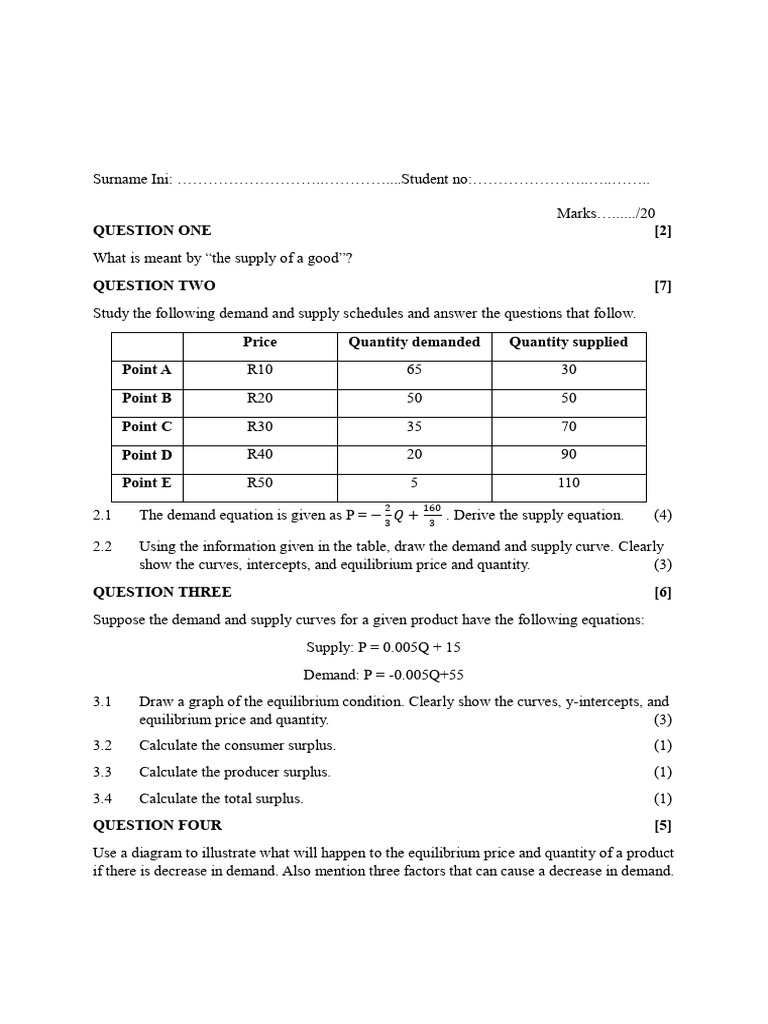 2026 ECO101 Tutorial Two Student Version | PDF