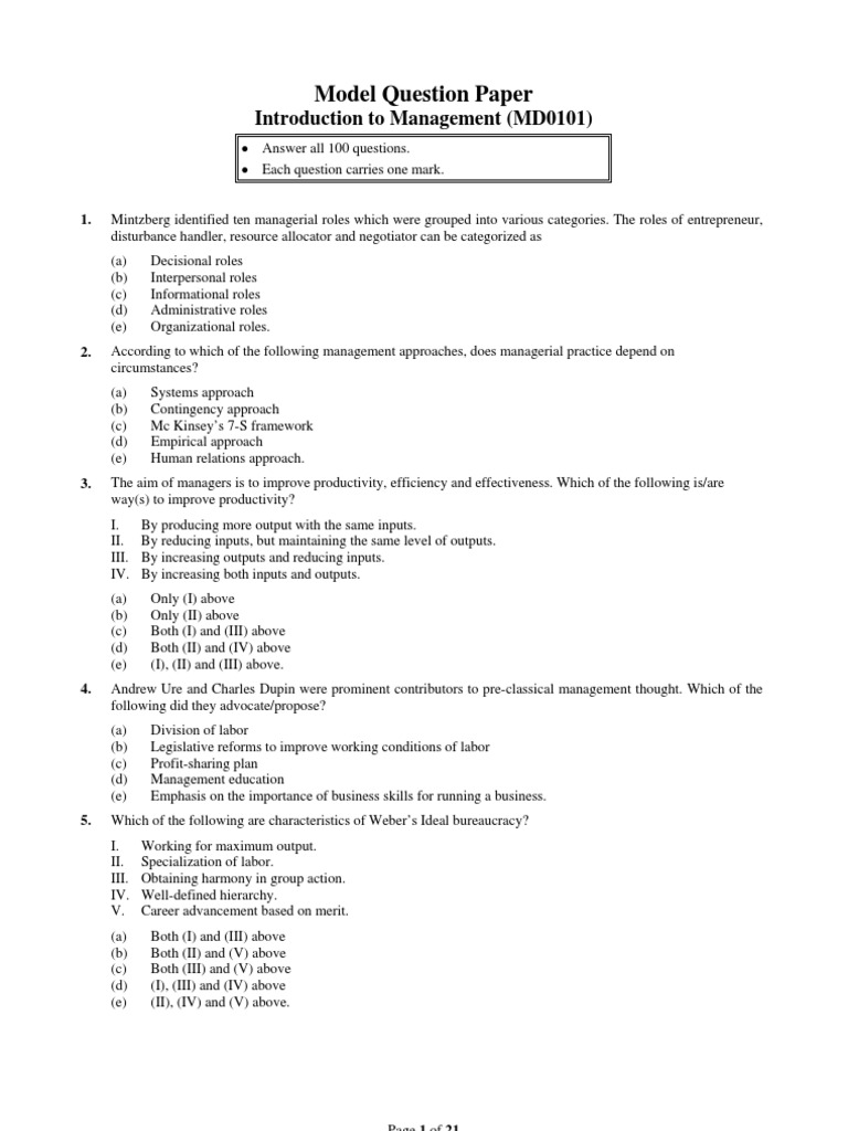 Management Past Paper Questions | PDF | Strategic Management ...