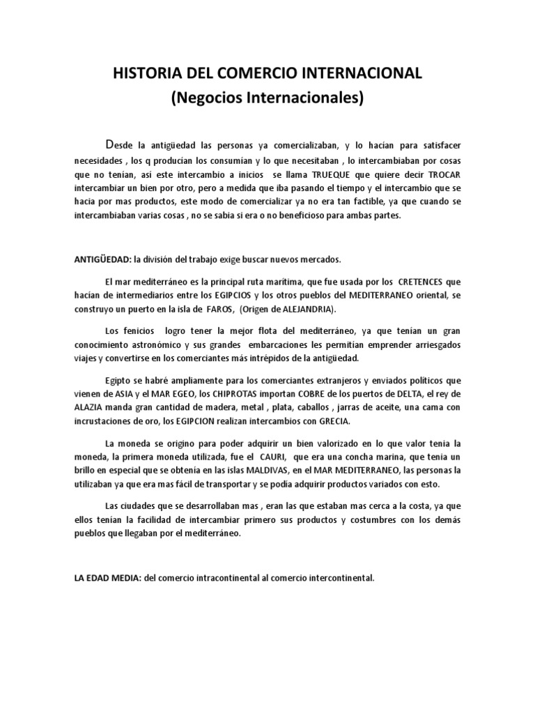 Historia Del Comercio Internacional | PDF | Comercio | Mercantilismo