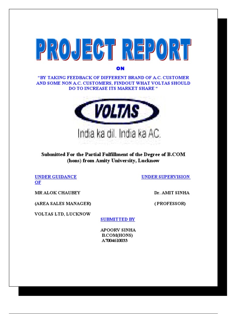 VOLTAS | PDF | Air Conditioning | Sampling (Statistics)
