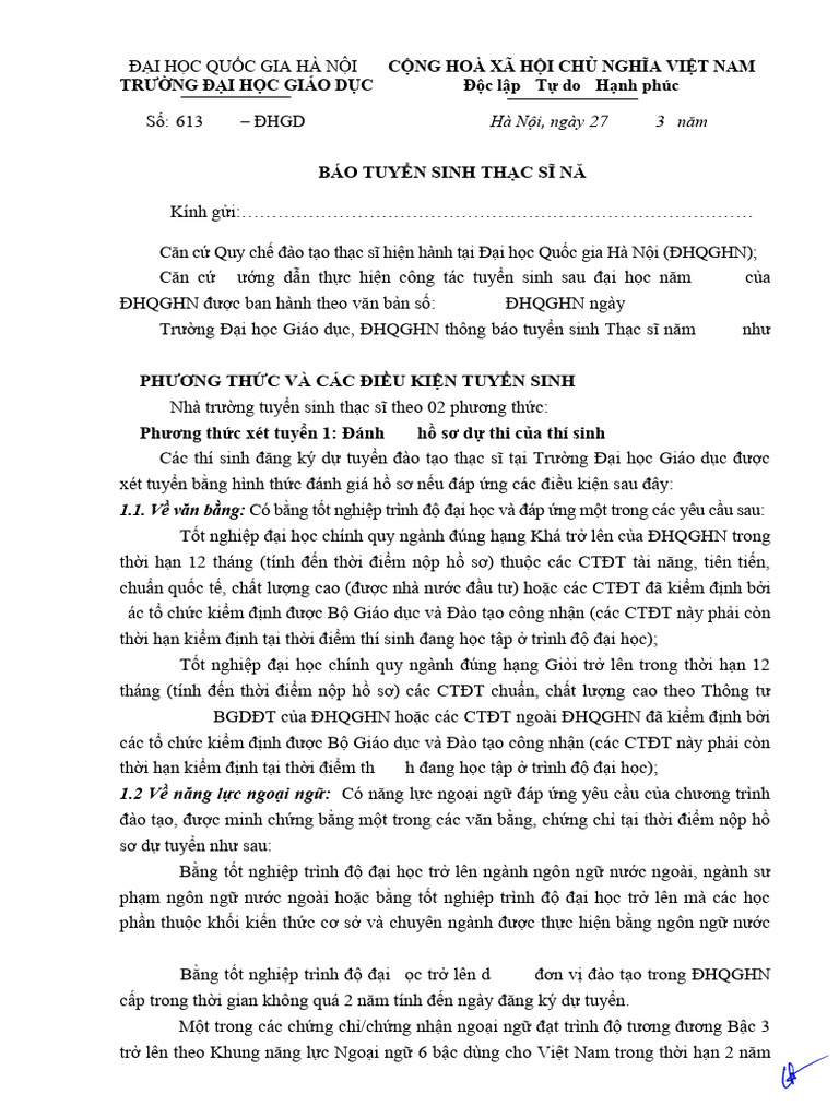 TB tuyển sinh Ths 2026 | PDF