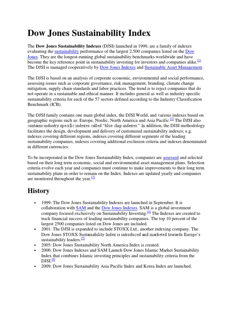 Dow Jones Sustainability Index Overview | PDF | Stock Market Index ...
