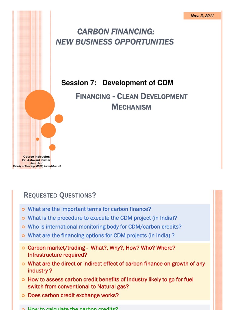 Financing Clean Development Mechanism (CDM) Projects: A Guide to Carbon ...