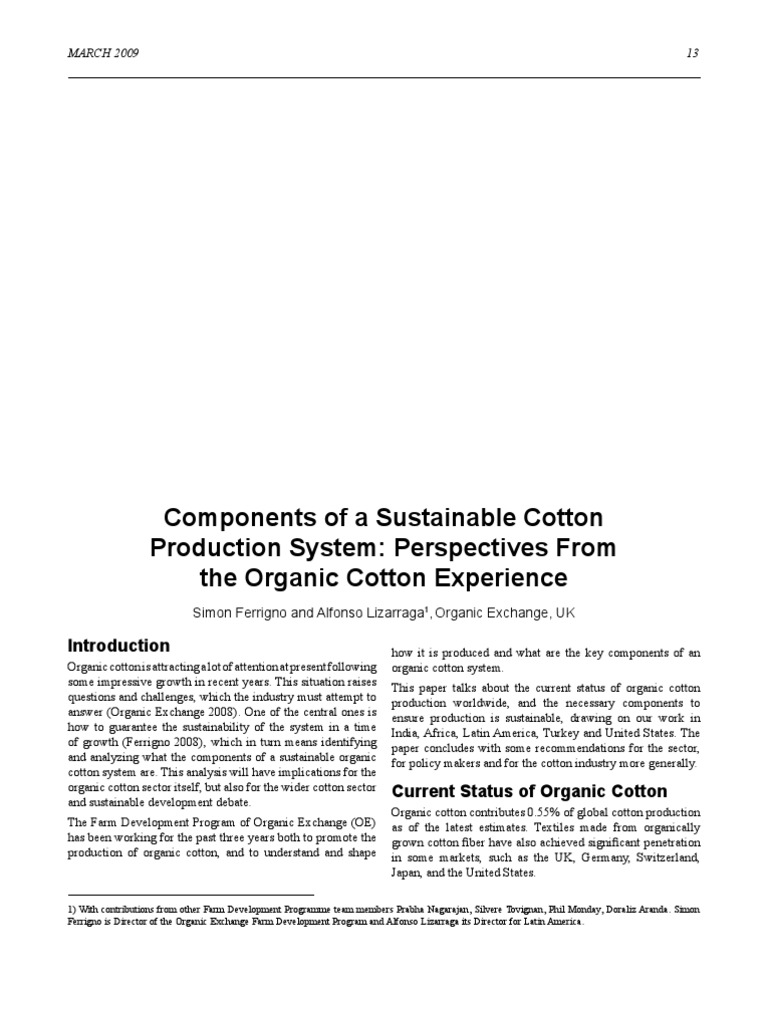 Organic Cotton Cultivation | PDF | Organic Farming | Crop Rotation