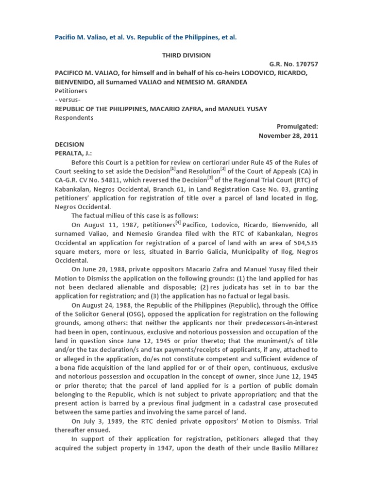 Valiao Et Al Vs Republic | PDF | Res Judicata | Ownership