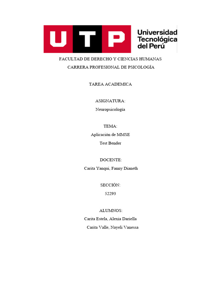 TA-MINIMENTAL y Test de Bender | PDF | Cognición | Memoria