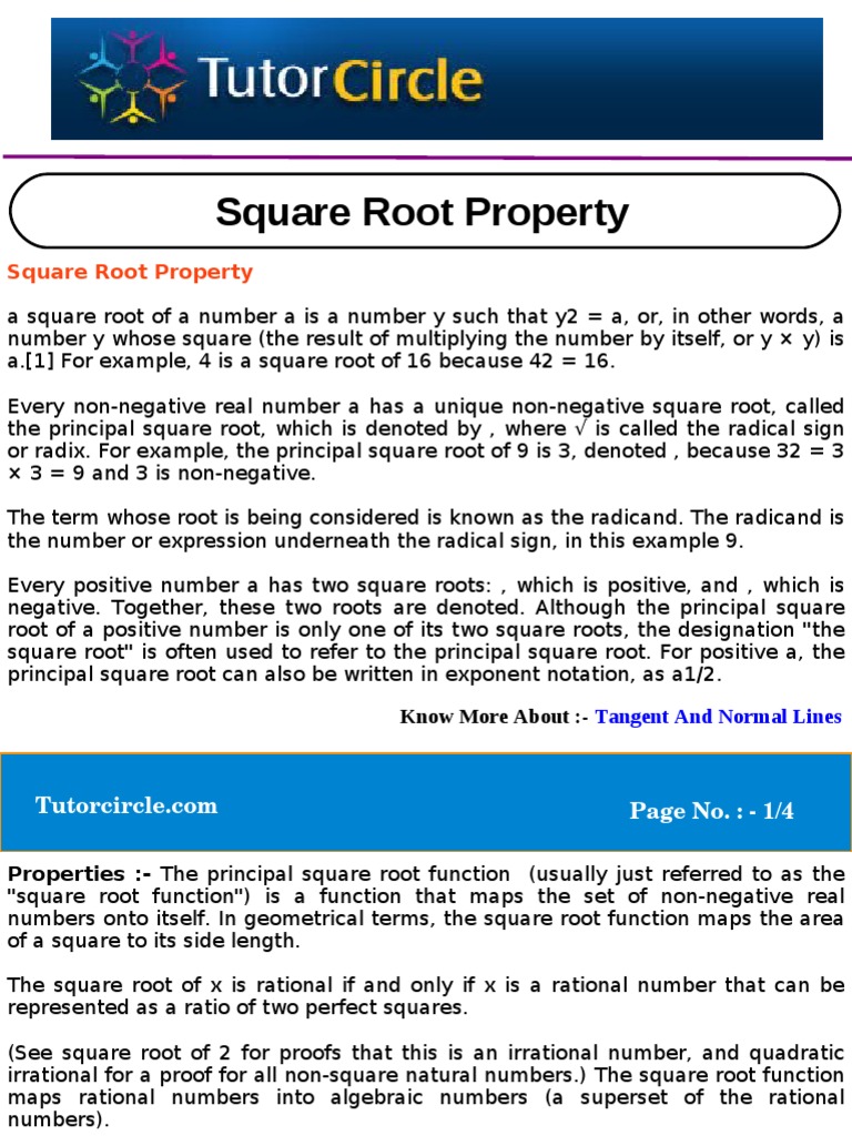 Square Root Property | PDF