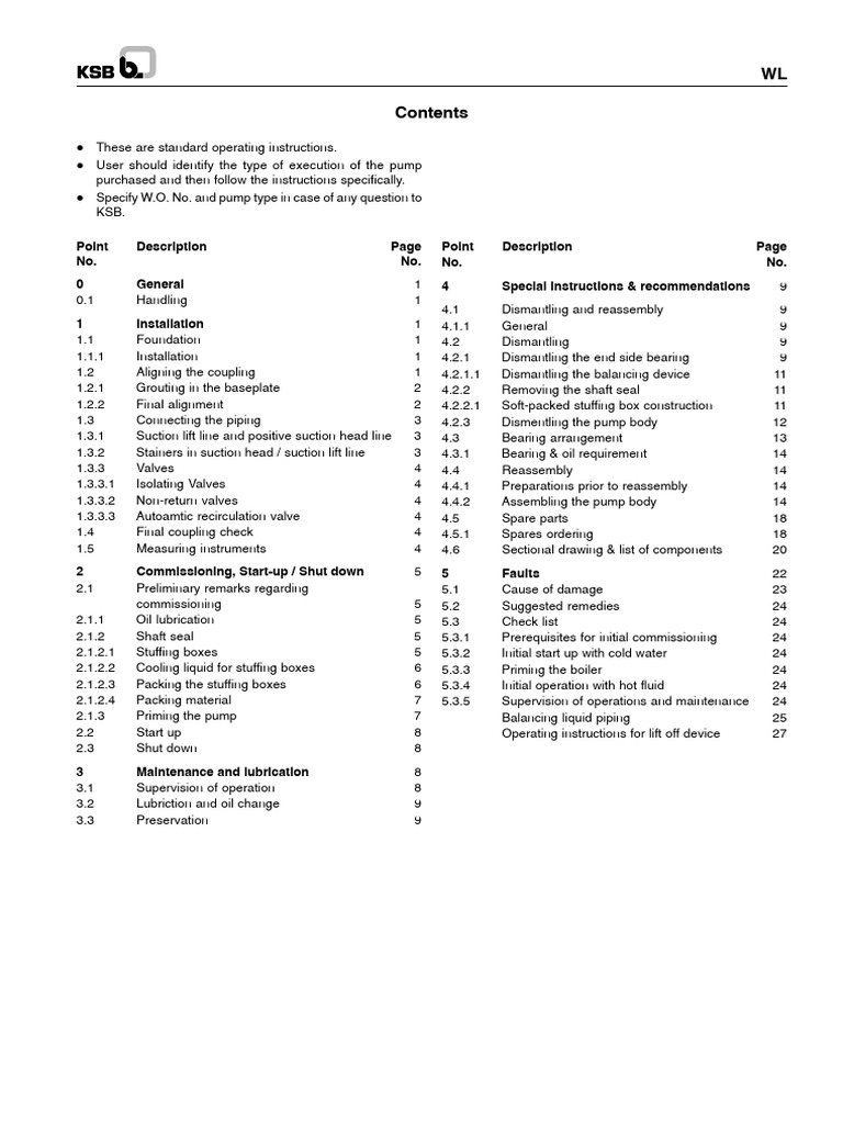 WL Operating Instructions | PDF | Valve | Pump