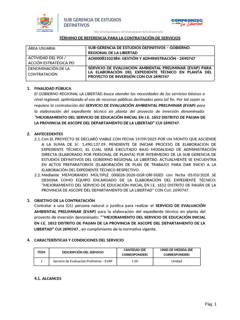 0. Tdr - Evap Paijan Ascope 30.03.2026 | PDF | Ciencias de la Tierra