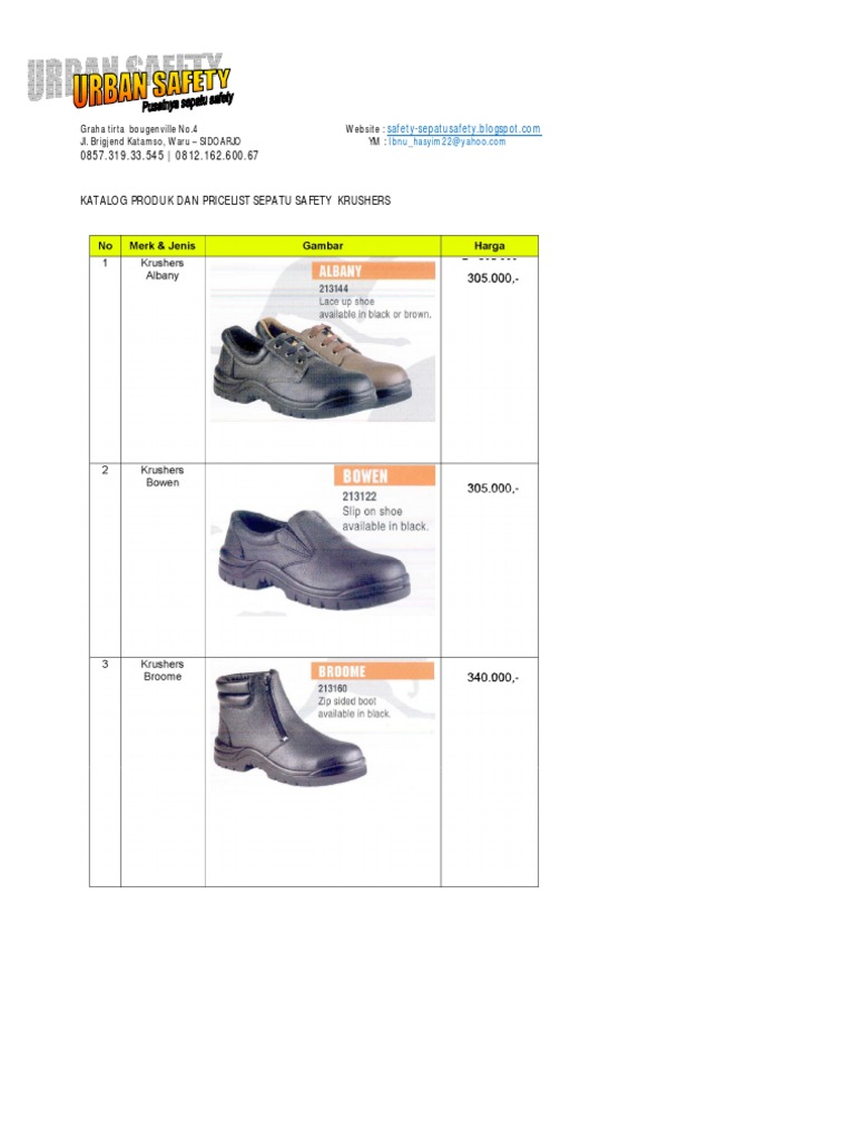 Krushers Safety Shoes Catalog & Prices | PDF | Business