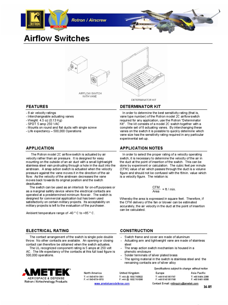 Airflow Switch | PDF | Switch | Duct (Flow)