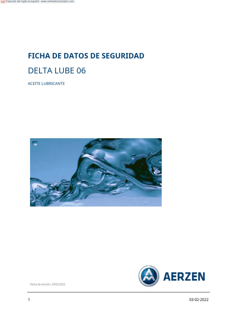 FDS Delta Lube 06.en - Es | PDF | Agua