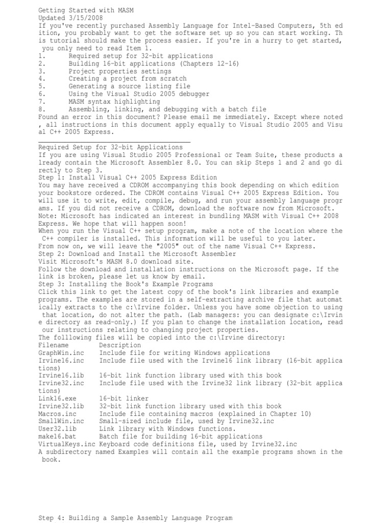 Masm Procedures | PDF | Command Line Interface | Microsoft Visual Studio