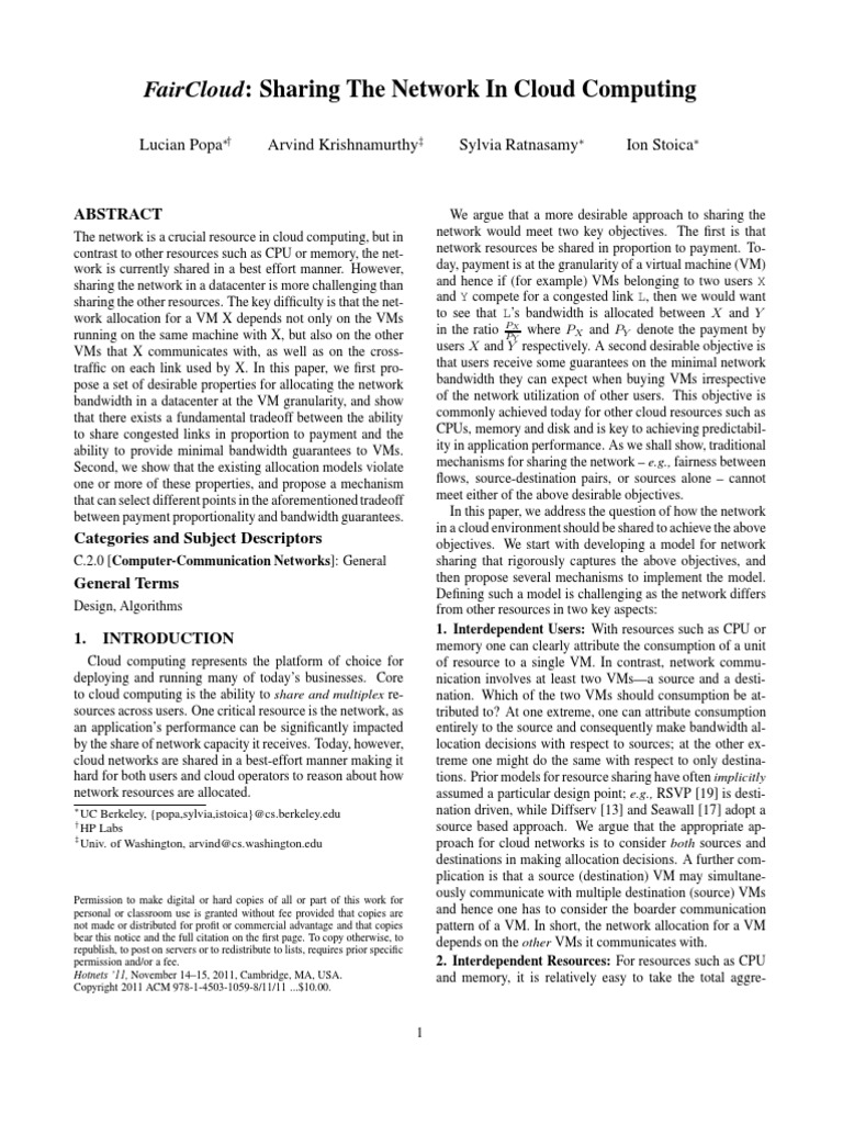 Confernce4 Faircloud Hotnets | PDF | Bandwidth (Computing) | Virtual ...