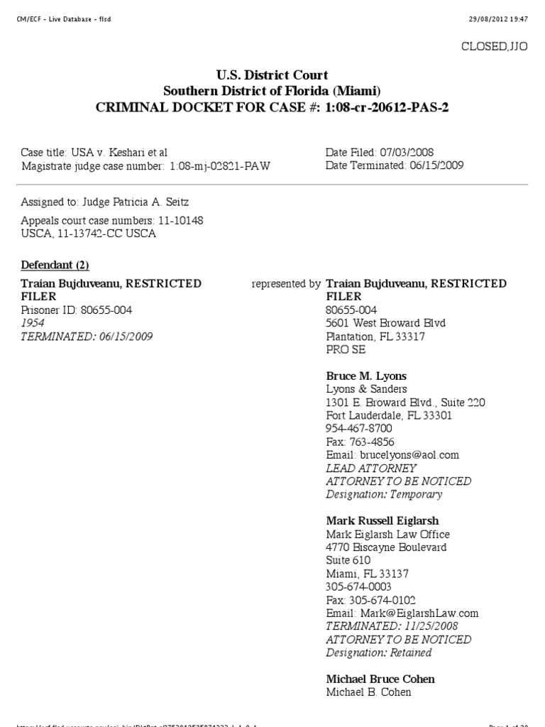 U.S. District Court Southern District of Florida (Miami) CRIMINAL ...