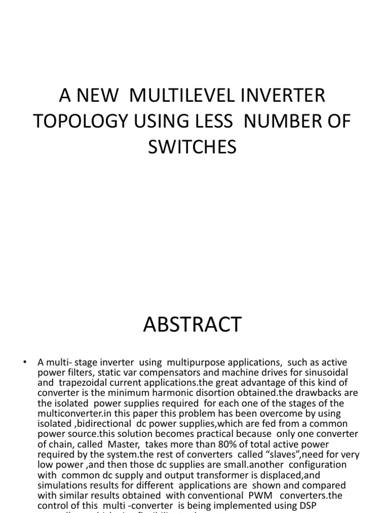 A New Multilevel Inverter Topology Using Less Number | PDF
