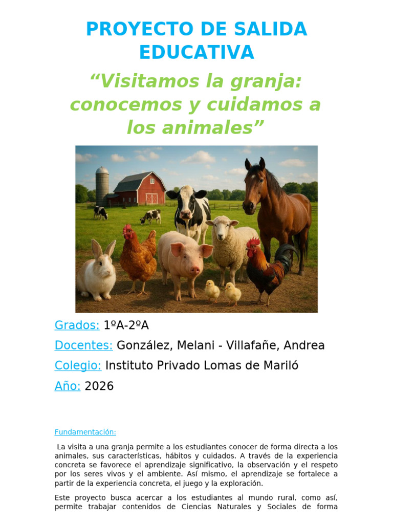 Proyecto de Salida Educativa 2026 | PDF