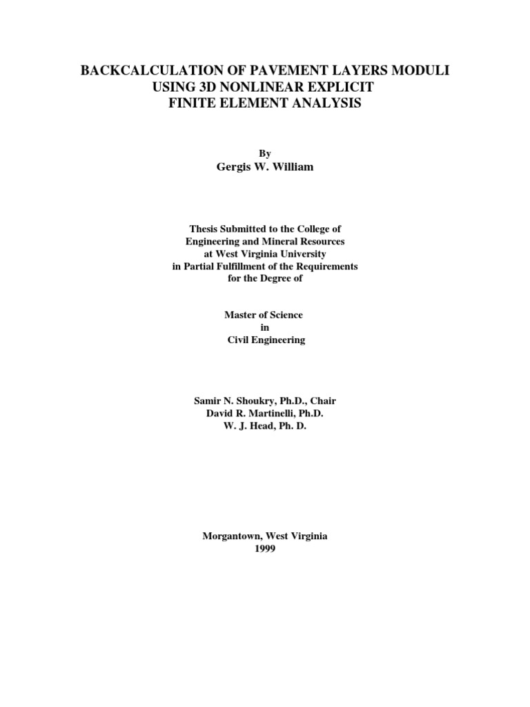 Backcalculation of Pavement Layers Moduli Using 3D Nonlinear Explicit FEM | PDF