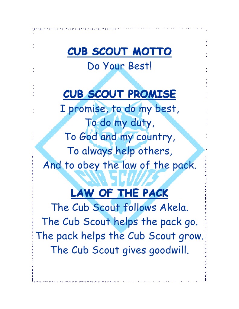 Cub Scout Promise Activity Sheets