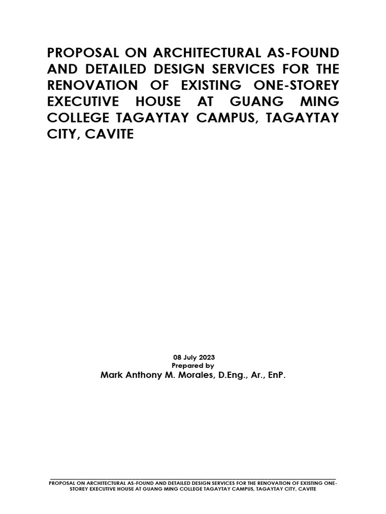 Proposal For As-Built and Detailed Archl Design - Exec House GMCT ...