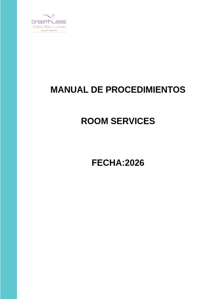 Manual de Procedimientos | PDF | Hotel | Buffet