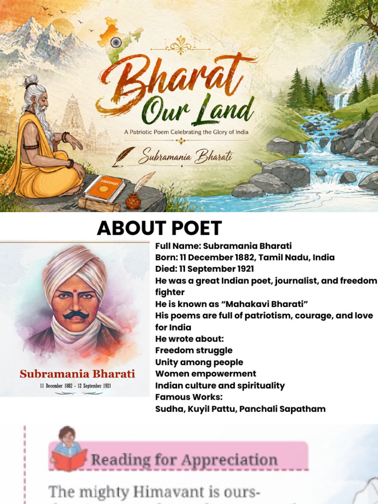 Bharat Our Land Poem Class 9 Kaveri Book Nnnnotes | PDF
