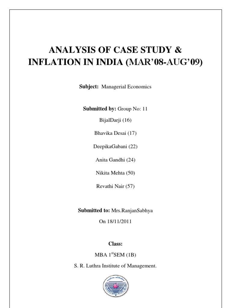 Analysis of Case Study & Inflation in India (Mar'08-Aug'09) : Subject ...