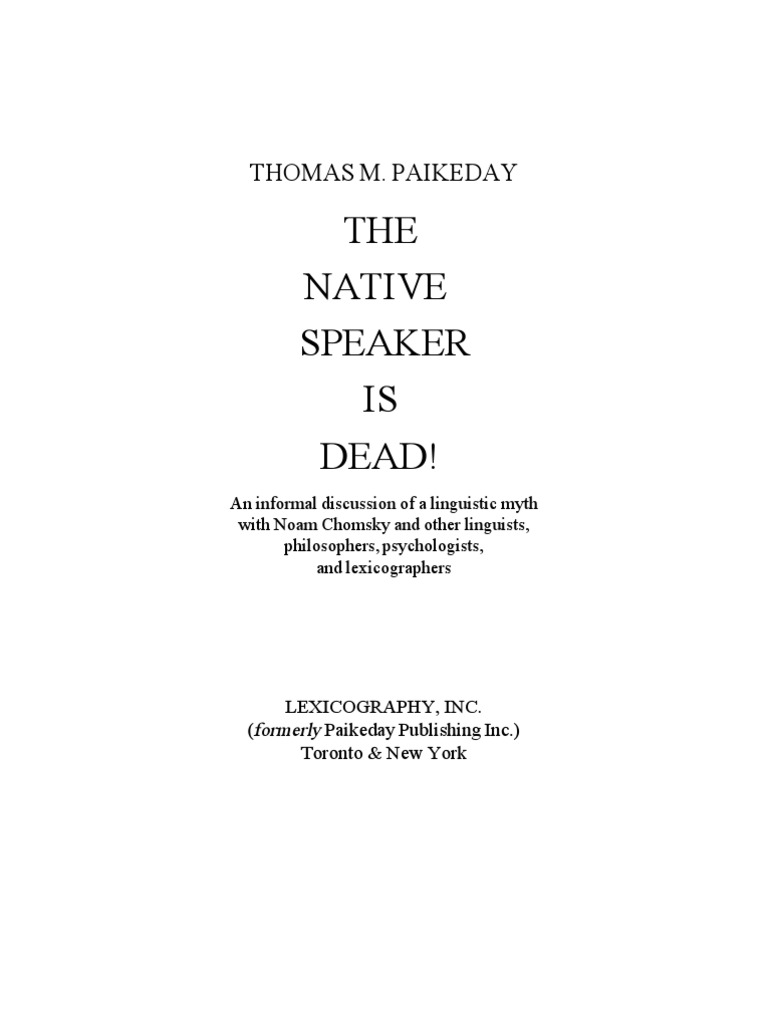 Native Speaker Dead | PDF | First Language | Concept