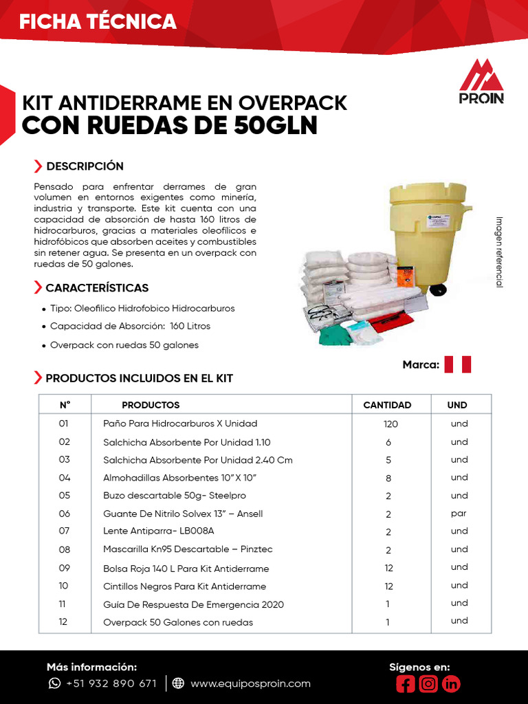 Kit Antiderrame en Overpack Con Ruedas de 50gln | PDF