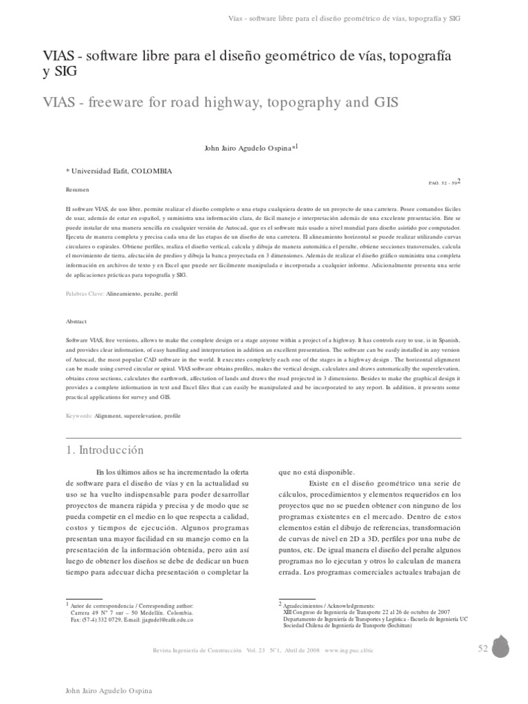 Software VIAS para diseño de vías | PDF | Sistema de información ...