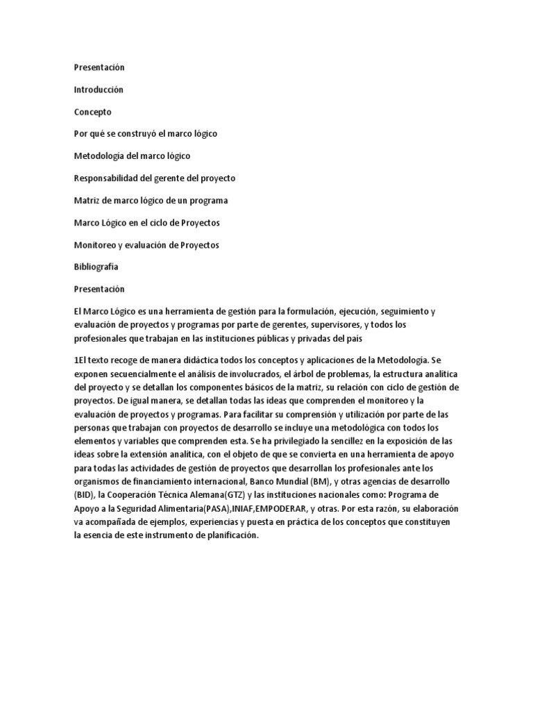 Matriz de Marco Logico | PDF | Lógica | Planificación