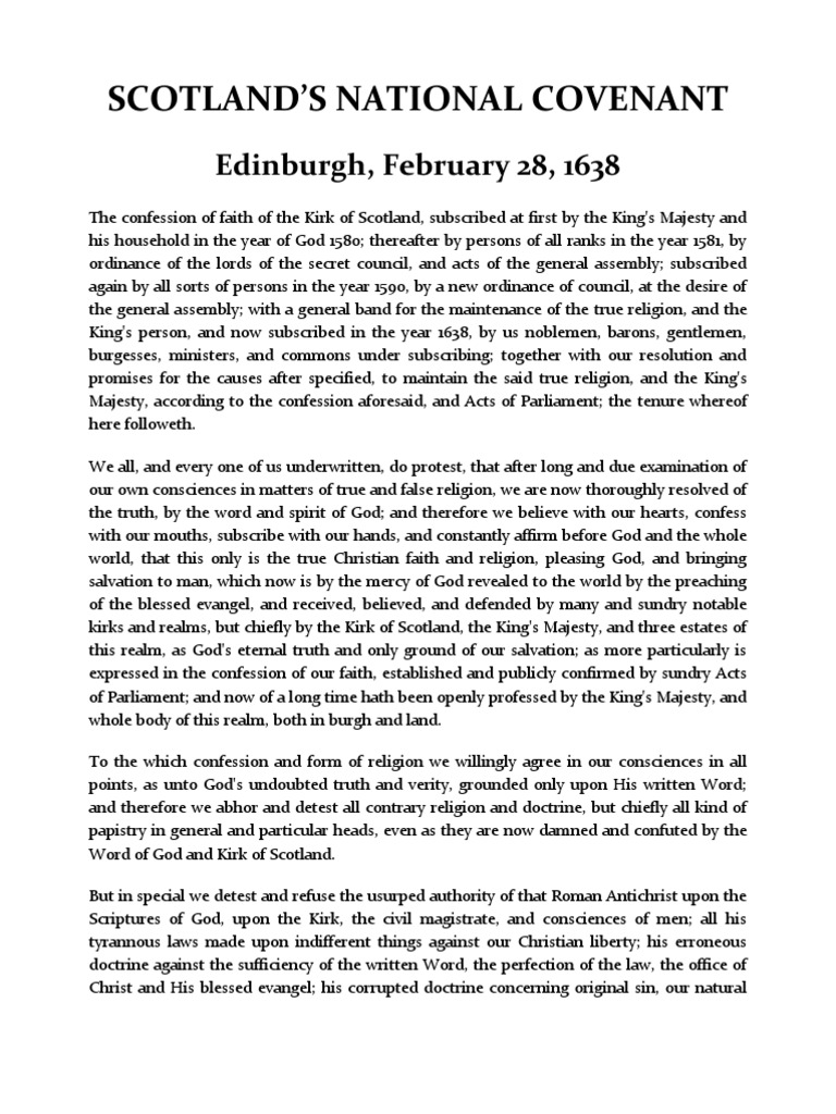 Scotland's National Covenant, 1638 | PDF | Oath Of Office | Confession ...