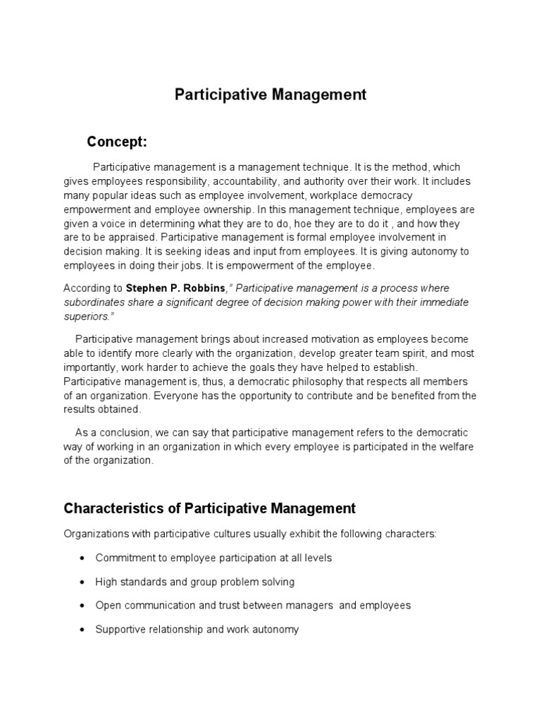 Participative Management | Download Free PDF | Empowerment | Employment