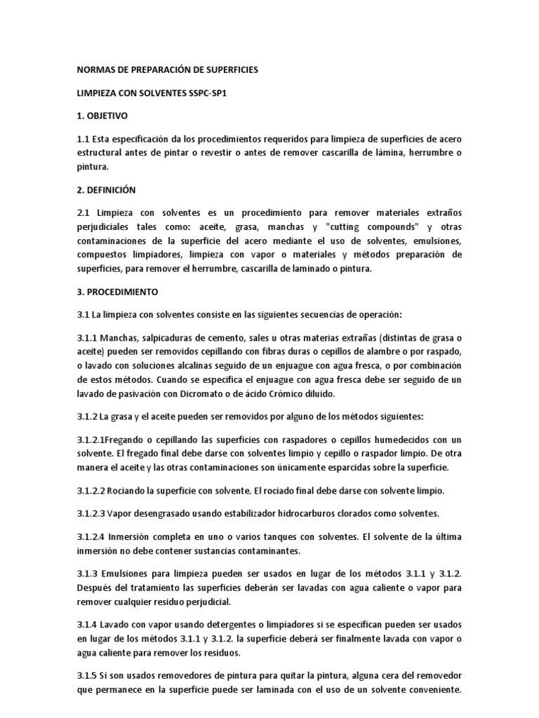 NORMAS DE PREPARACIÓN DE SUPERFICIES sspc-sp1 | PDF | Soldadura | Construcción