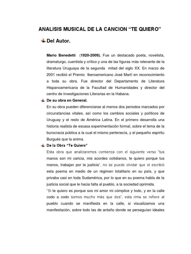 Analisis Musical de La Cancion Te Quiero | PDF | Ritmo | Melodía