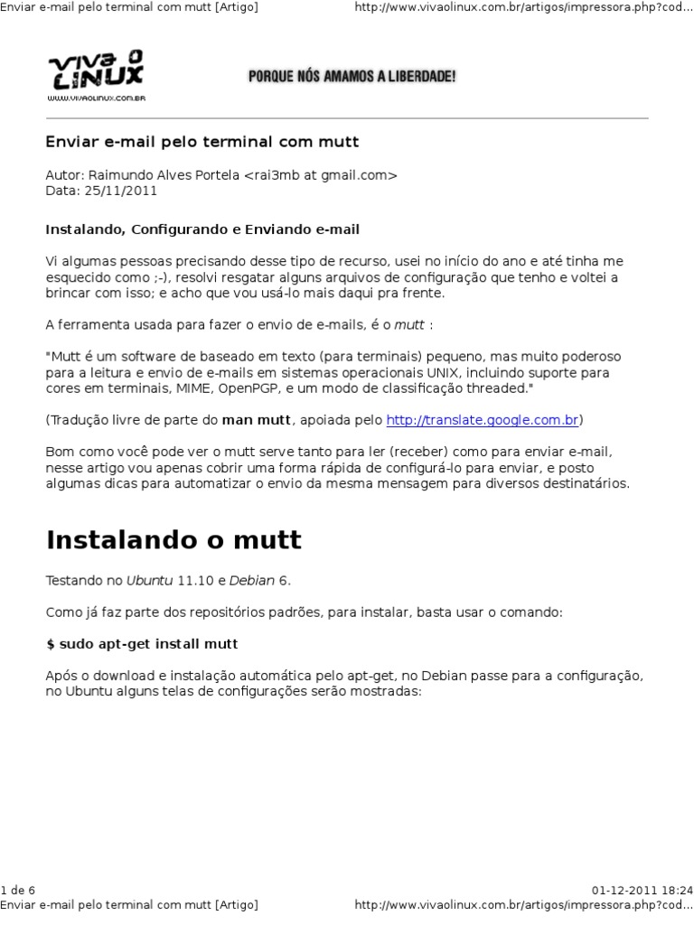 Enviaemail Com Mutt | PDF | E-mail | Linux