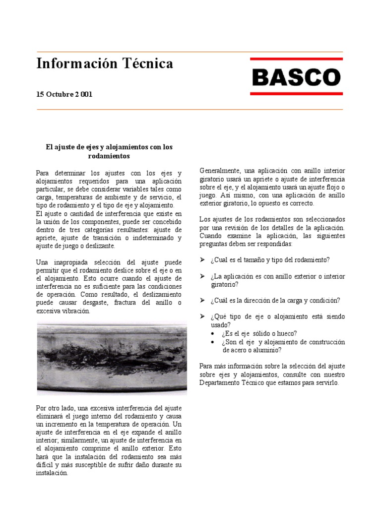Ajuste de Ejes y Alojamientos Con Los Rodamientos | PDF | Eje | Rieles