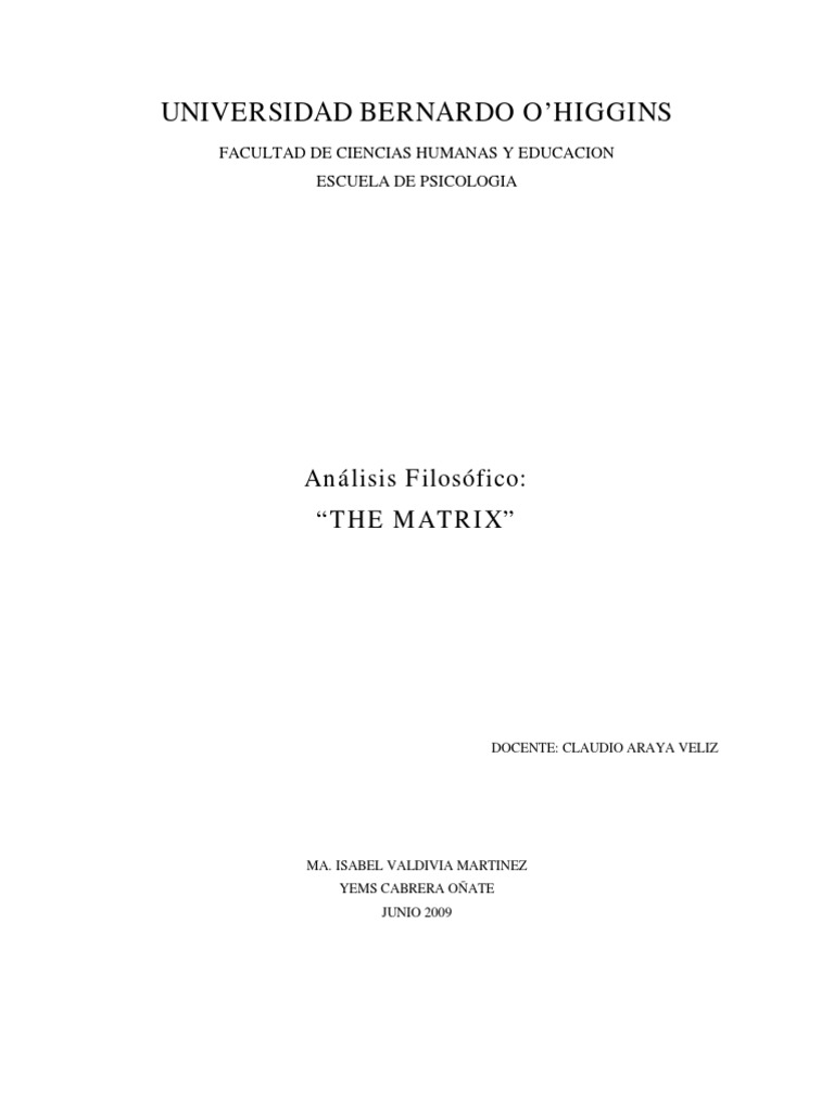 Analisis Filosofia y Matrix | PDF | René Descartes | Conocimiento