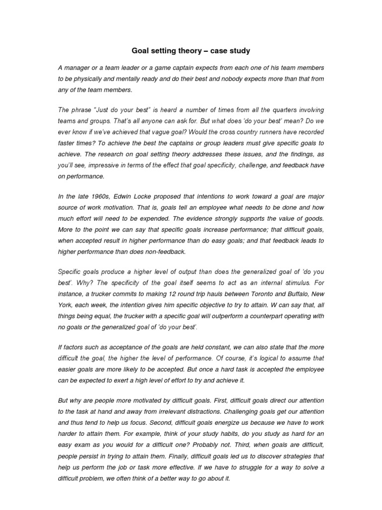 Goal Setting Theory | PDF | Goal Setting | Goal