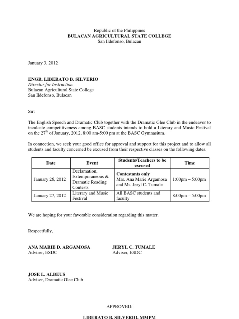 Excuse Letter ESDC | PDF | Language Arts & Discipline