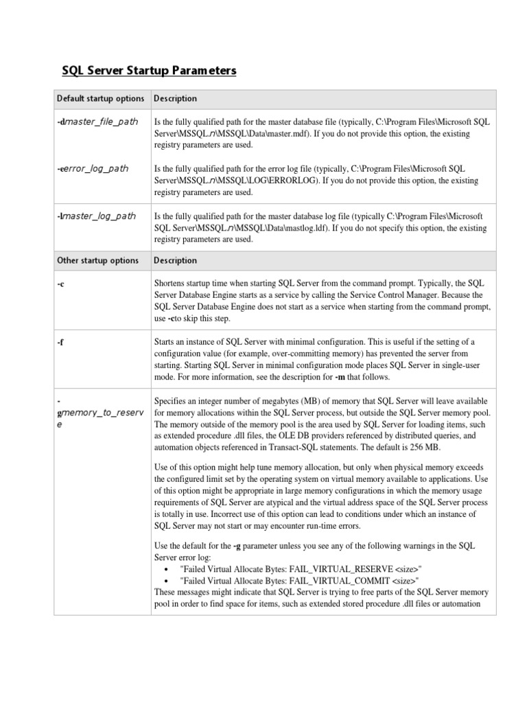 SQL Server Startup Parameters | PDF | Microsoft Sql Server | Windows Registry