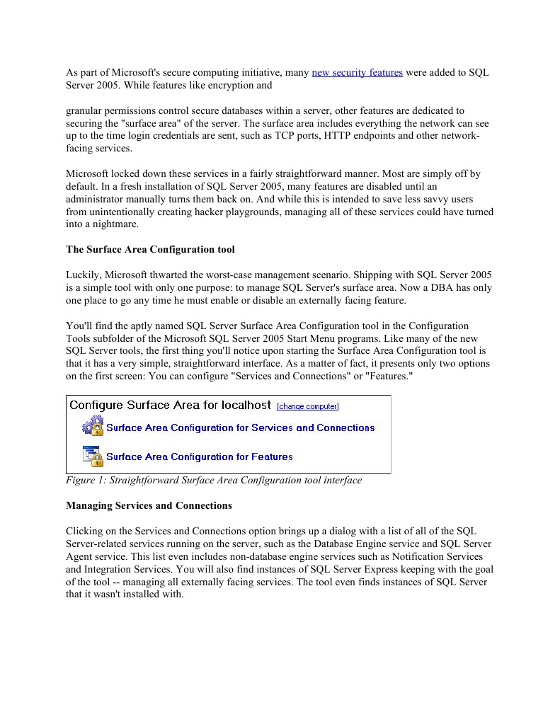 SQL Server Surface Area Configuration Manager | PDF | Microsoft Sql ...