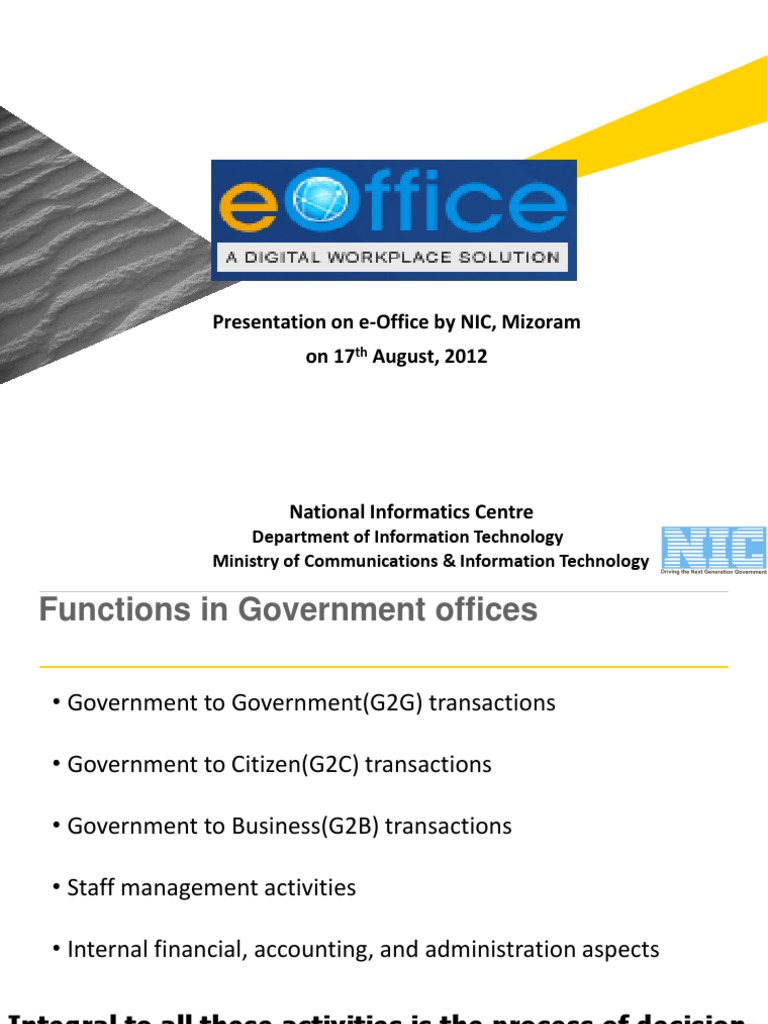 E-Office Presentation by Mizoram NIC | PDF | Information Technology ...