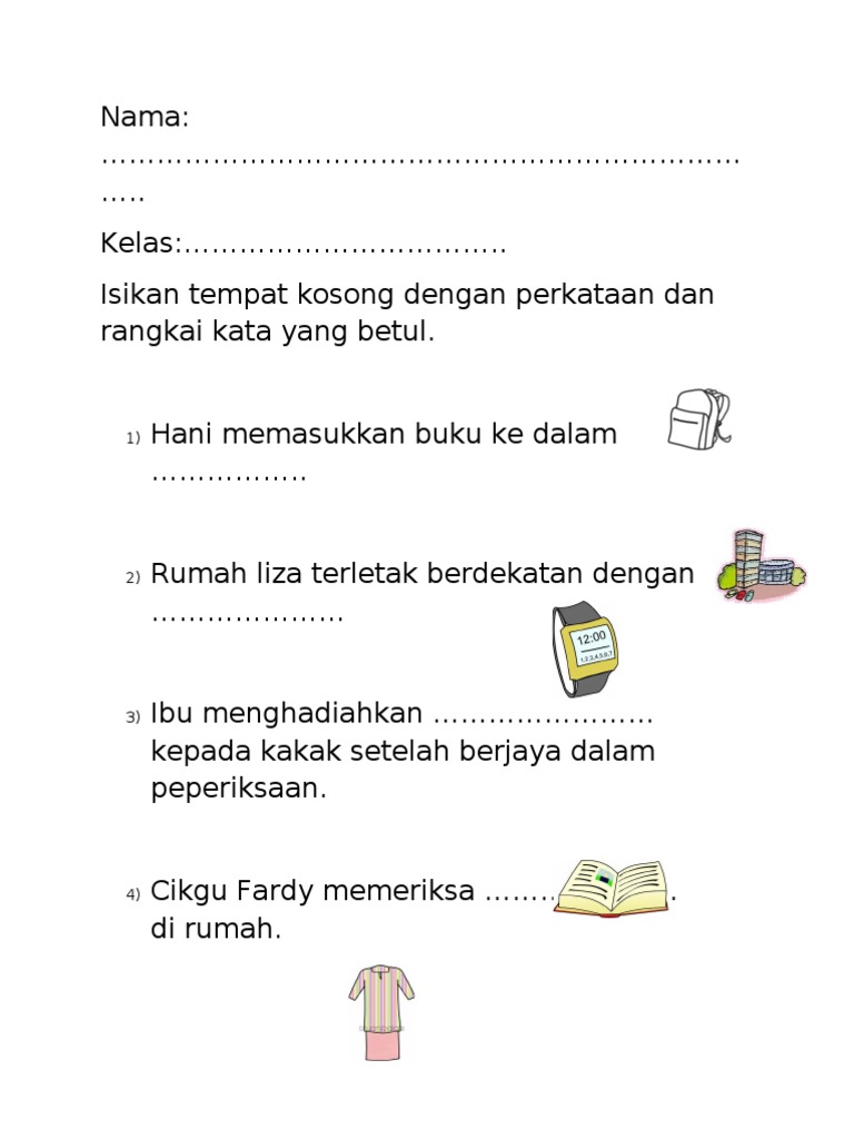 Lembaran Kerja Rangkai Kata Dan Bina Ayat | PDF