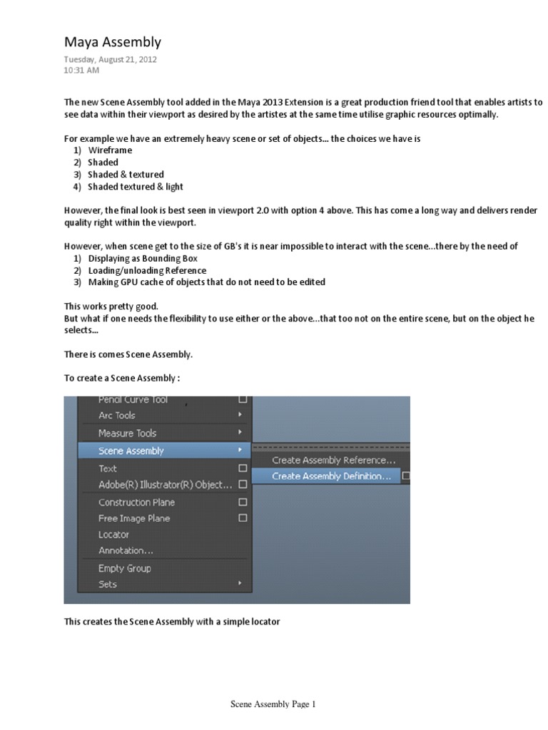 Maya Scene Assembly | PDF | Cache (Computing) | Rendering (Computer Graphics)
