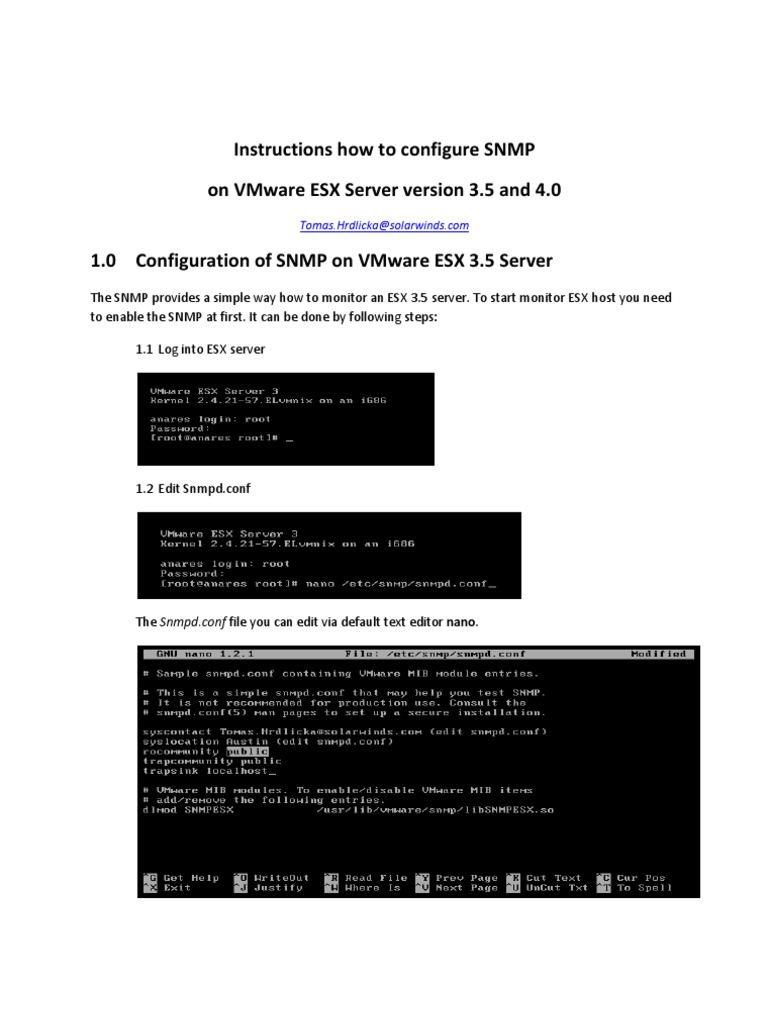 Configuration of SNMP On Vmware Esx 3.5 and 4.0 | PDF | Computer ...