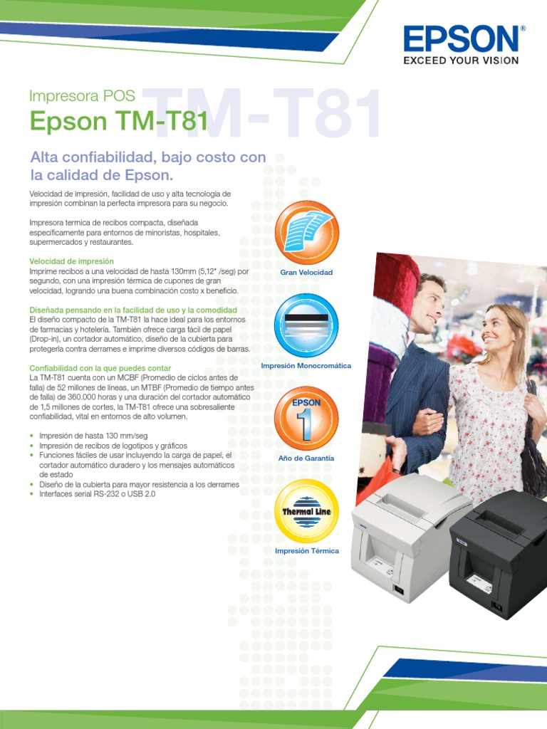 Epson TM t81 | PDF | Impresora (Computación) | Código de barras