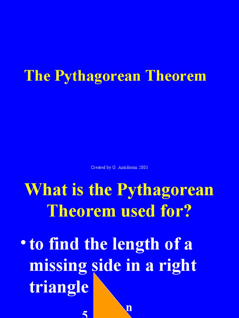Pythagorean Theorem Presentation | PDF | Polytopes | Space
